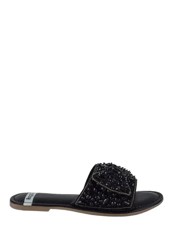 RAG & CO Pipa Big Bow Beaded Flats In By - Black