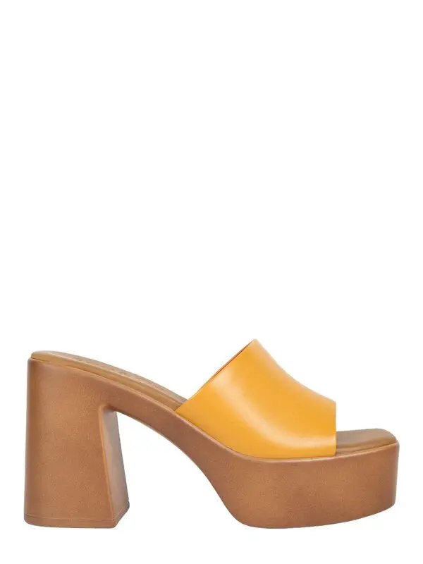 RAG & CO Scandal Slip On Block Heel Sandals In Tan By - Yellow
