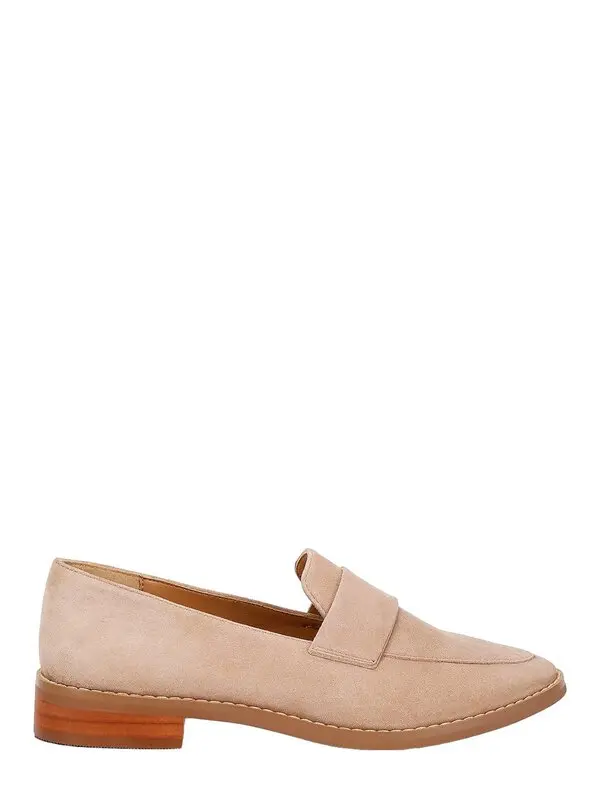 RAG & CO Neutrals Zofia Nude Suede Penny Loafers In Nude By - Brown