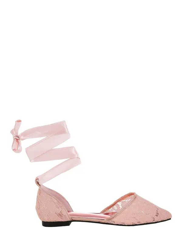 RAG & CO Shrami Pearl & Rhinestone Strap Flat Sandals In Blush By - Pink