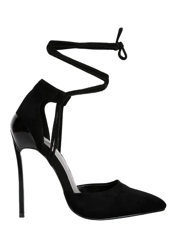 RAG & CO Rule-breaker Lace Up Stiletto Sandals By - Black
