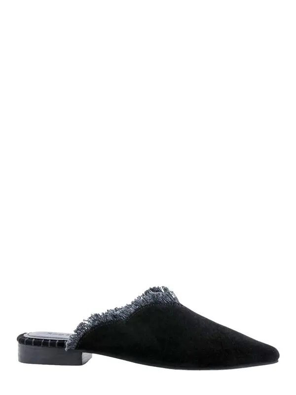 RAG & CO Molly Frayed Leather Mules In By - Black