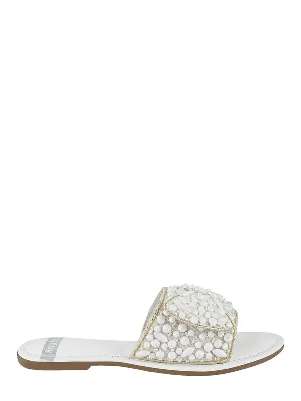 RAG & CO Pipa Big Bow Beaded Flats In By - White