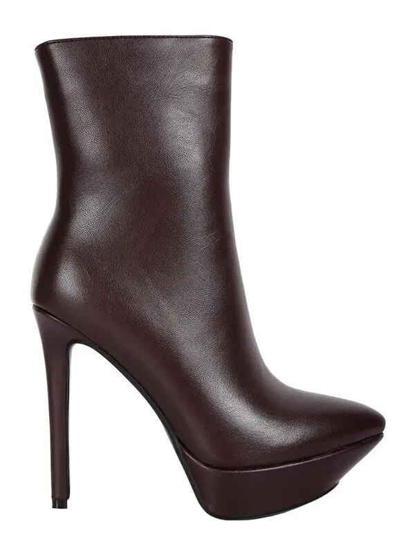 RAG & CO Magna Burgundy Platform Heel Ankle Boot By - Red