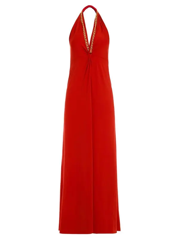 N'ONAT Sophia Gold Chain Maxi Dress - Red