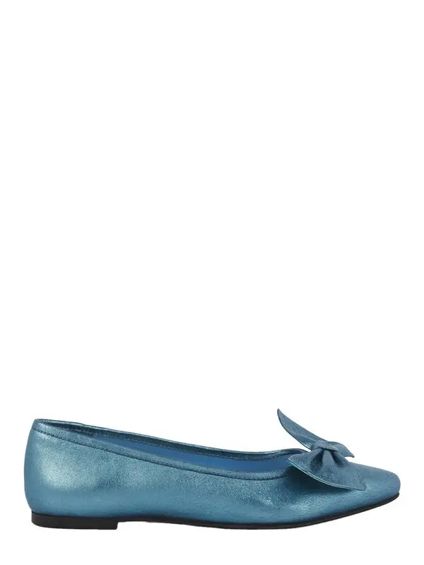 RAG & CO Pie-tribe Metallic Bow Ballerinas In By - Blue