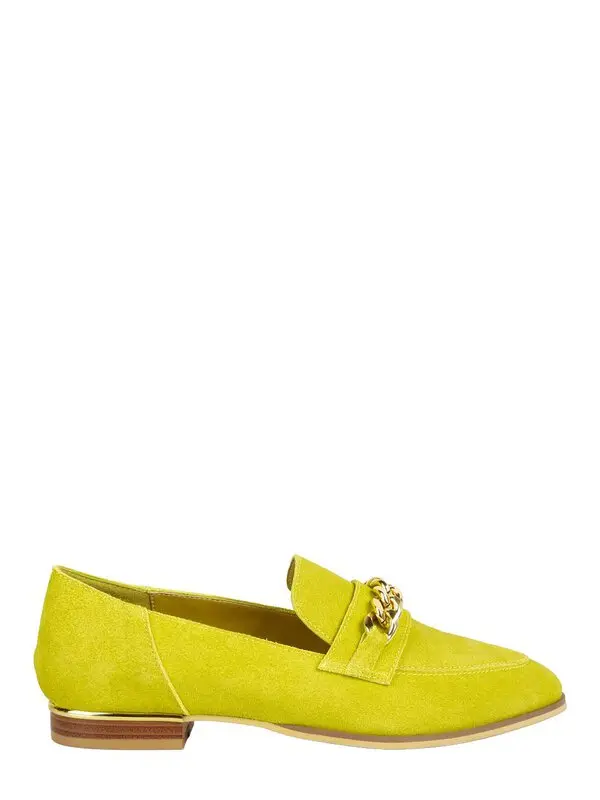 RAG & CO Ricka Chain Embellished Loafers In Mustard By - Yellow