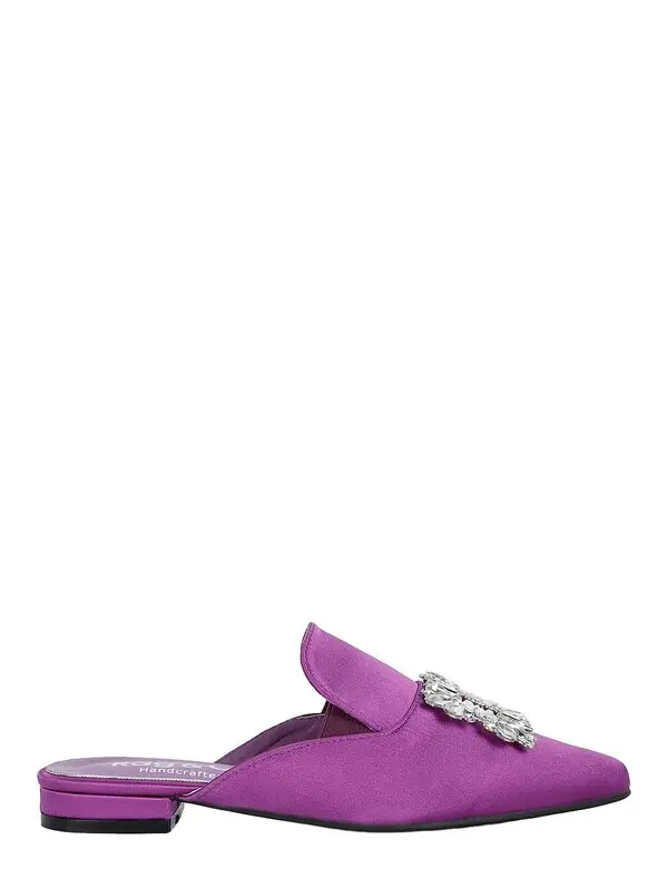 RAG & CO Perrine Diamante Brooch Slip On Mules In By - Purple