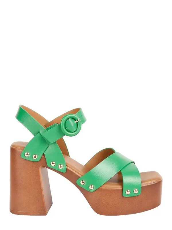 RAG & CO Cristina Cross Strap Embellished Heels In By - Green