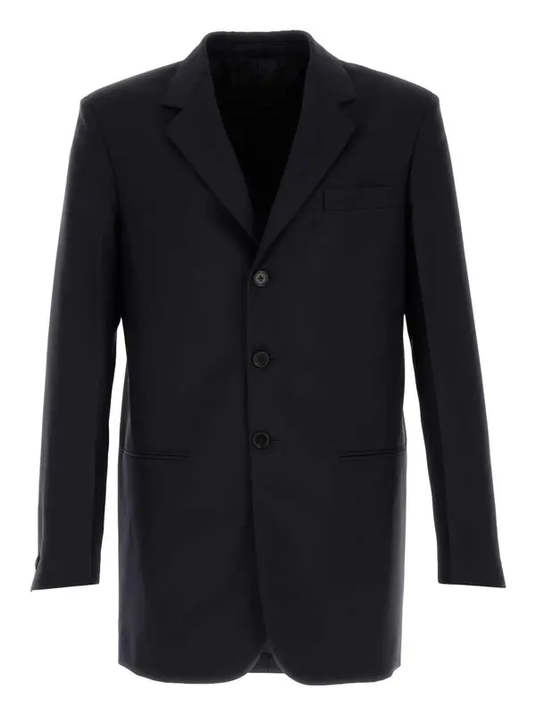 JIL SANDER Midnight Wool Blend Blazer - Blue