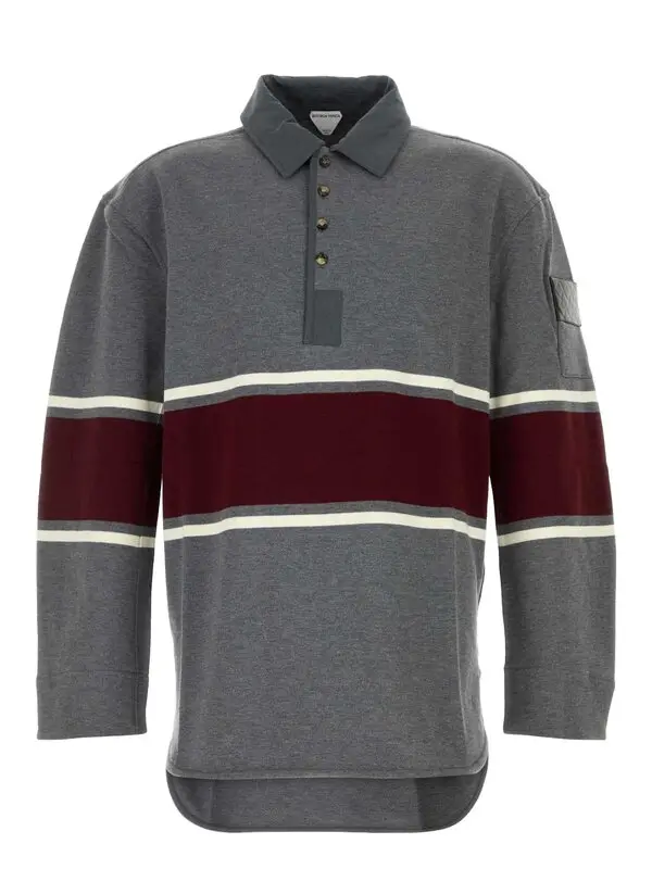 Bottega Veneta Grey Cotton Polo Shirt - Gray