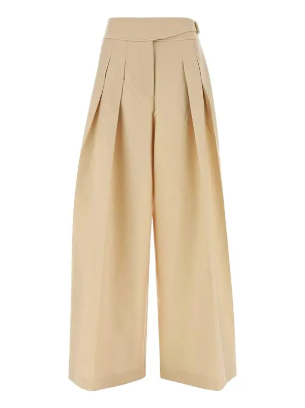 Zimmermann Sand Stretch Wool Valiant Wide-leg Pant - Brown