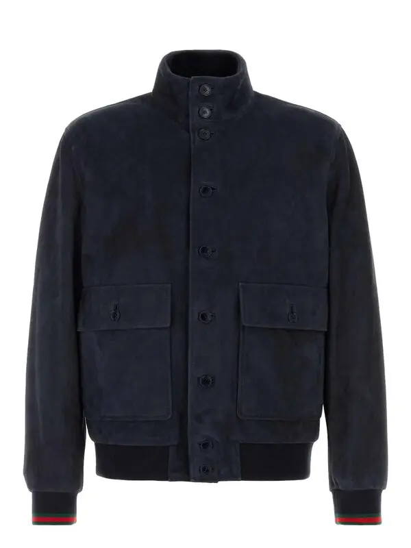 Gucci Navy Suede Jacket - Blue