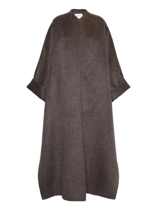 Max Mara Oversized Coat In Camel And Mohair - Mud