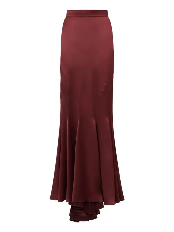 Max Mara Long Silk Satin Skirt - Rust