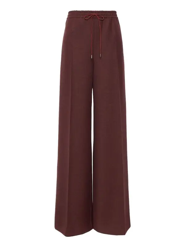 Max Mara Denim-effect Wool Wide-leg Trousers - Rust