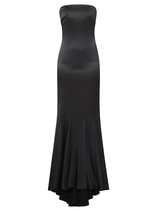 Max Mara Silk Satin Bustier Dress - Dark Grey