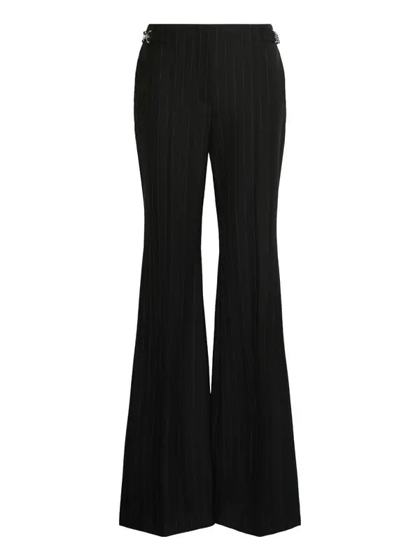 Max Mara Flared Herringbone Wool Trousers - Black