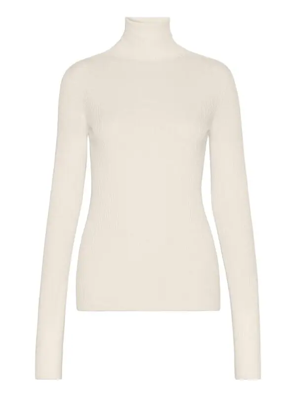 Max Mara Slim Pure Wool Mock Polo-neck Sweater - Ivory