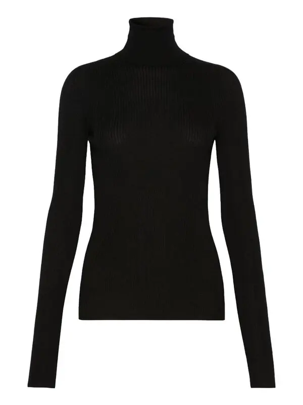 Max Mara Slim Pure Wool Mock Polo-neck Sweater - Black