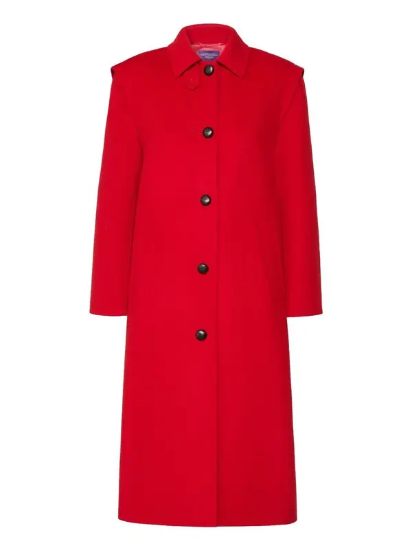 Max Mara Double Wool Broadcloth Coat - Red