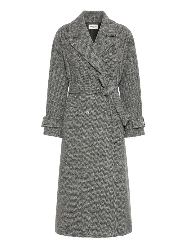 Max Mara Long Wool-blend Tweed Coat - Dark Grey