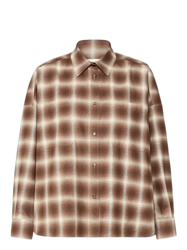 Max Mara Check Design Cotton Flannel Shirt - Brown