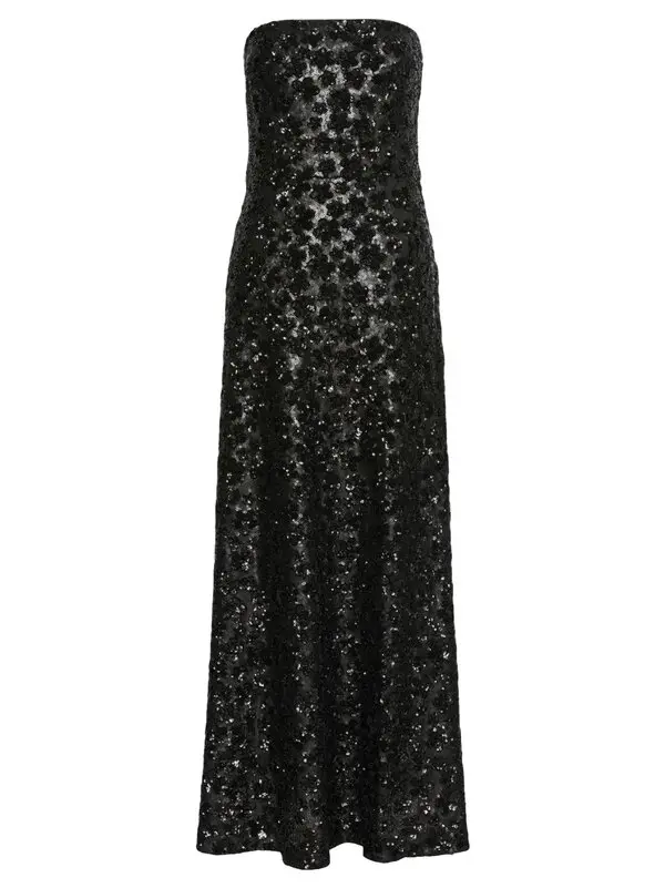Max Mara Embroidered And Sequinned Tulle Bustier Dress - Black