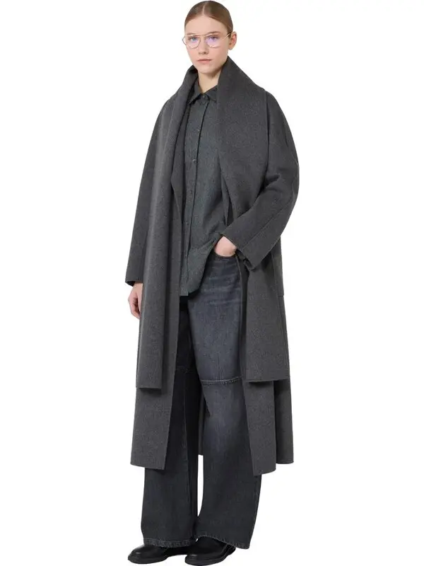 Max Mara Long Double Wool Coat - Dark Grey