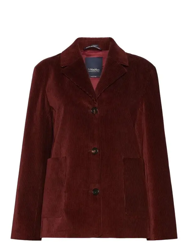 Max Mara Fine Rib-knit Single-breasted Velvet Jacket - Bordeaux