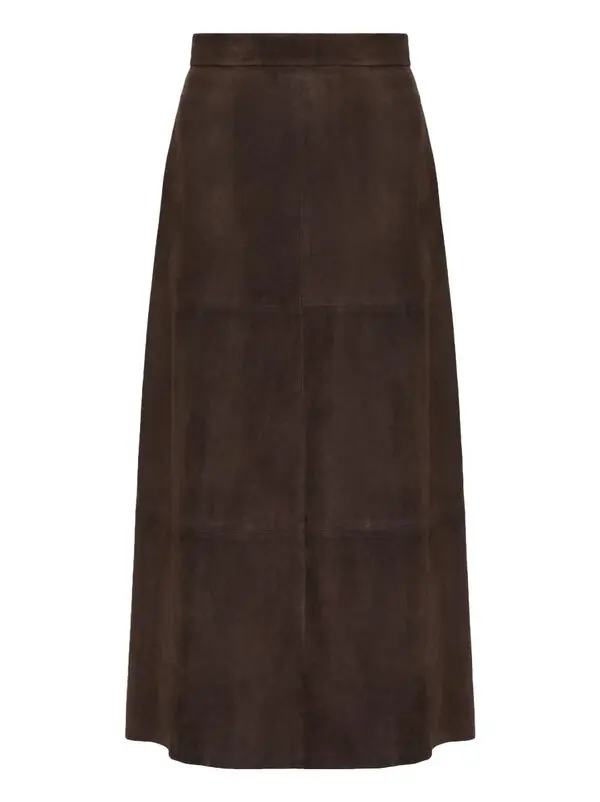 Max Mara Flared Suede Skirt - Brown