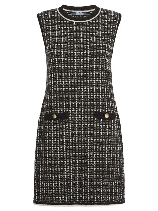 Max Mara Jacquard-knit Wool And Cashmere Dress - Black