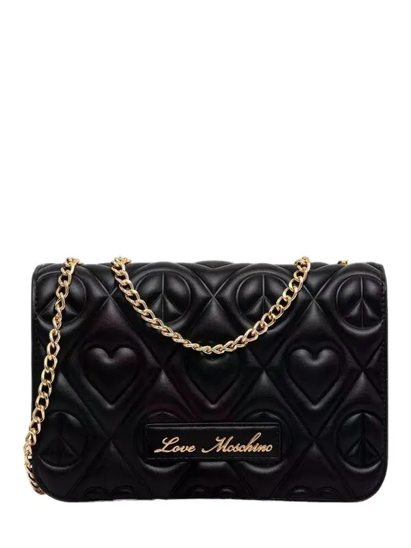 Moschino Quilted Heart-motif Shoulder Bag - Black