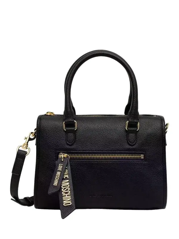 Moschino Logo-plaque Pebbled Tote Bag - Black