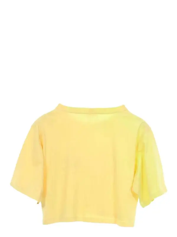 Celine 2010s Logo-print Cropped T-shirt - Yellow