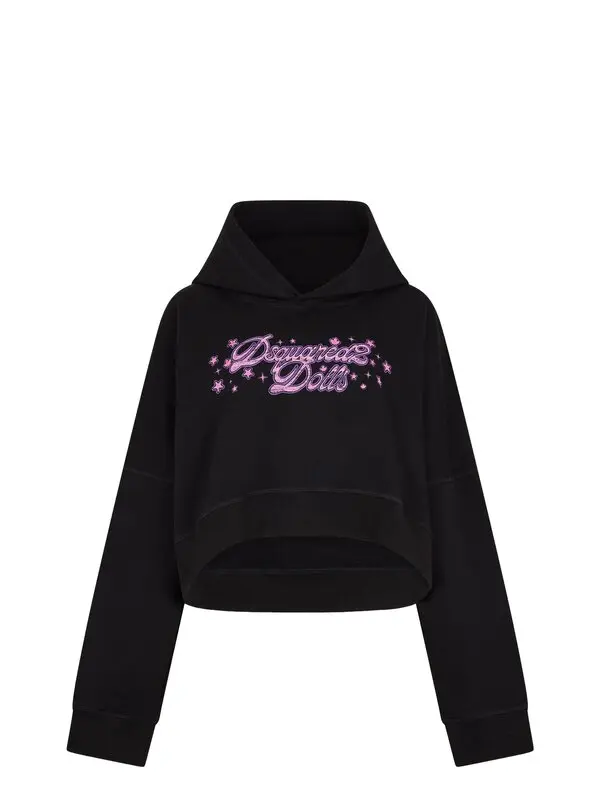 Dsquared2 Dolls Cropped Onion Fit Hoodie - Black