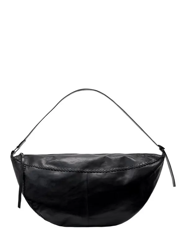 ALLSAINTS Esme Whipstitch Leather Shoulder Bag - Black
