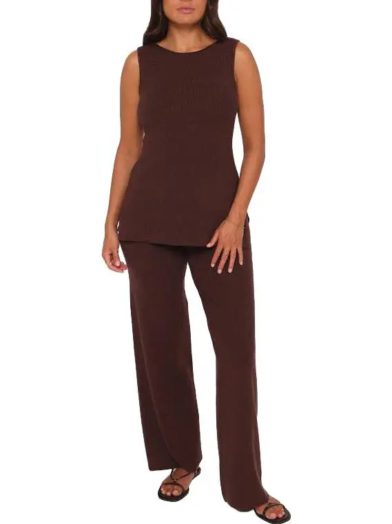 PETAL & PUP Beth 2-piece Knitted Pant Set - Chocolate