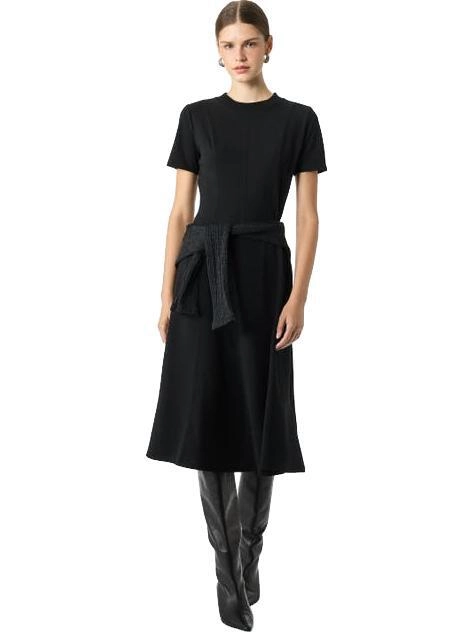 Koton Short Sleeve Crew Neck Flare Dress - Black