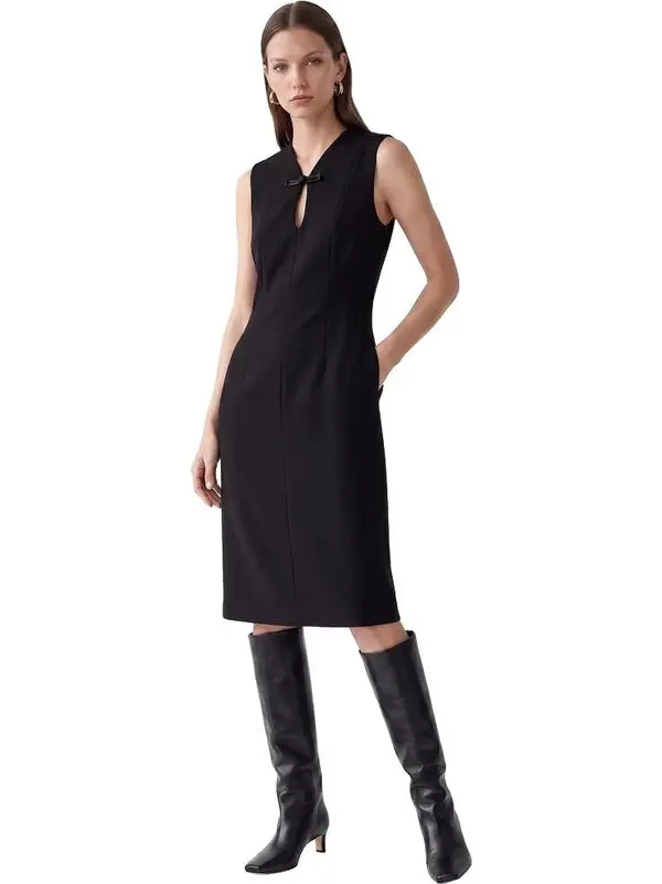 Koton Sleeveless Keyhole Detal Qipao Midi Dress With Frog Closure - Black