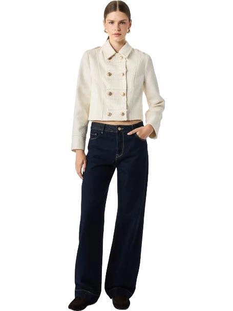 Koton Long Sleeve Collared Tweed Napoleon Jacket - Ecru