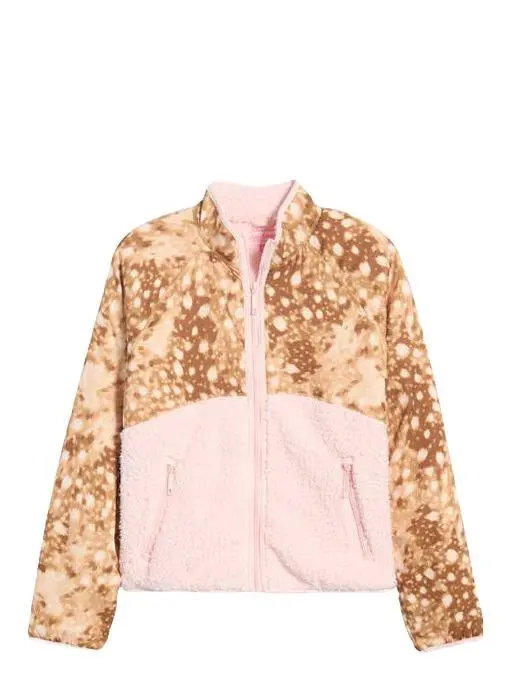 HAPPY CAMP3R Macie Fawn Print Fleece Jacket - Chestnut Brown