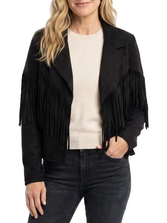 Karen Kane Fringe Long Sleeve Jacket - Black