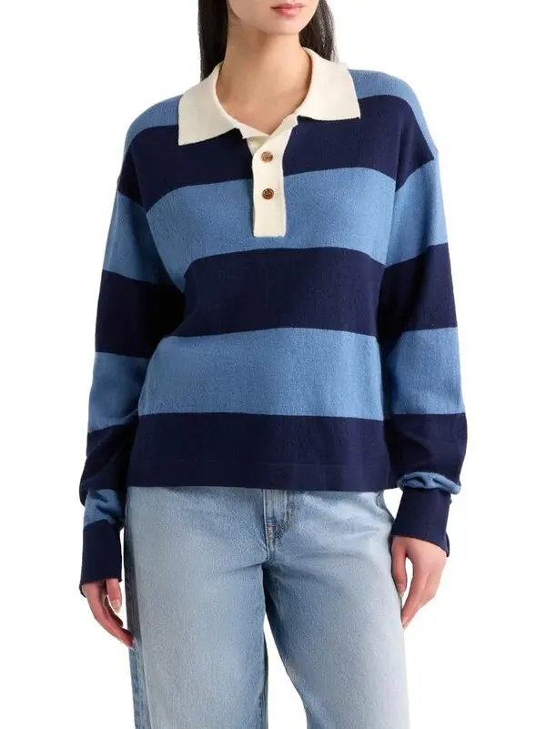 A.REN Peyton Rugby Polo Sweater - Blue Navy
