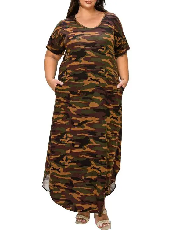 L I V D Katt Pocket Maxi Dress - Camo