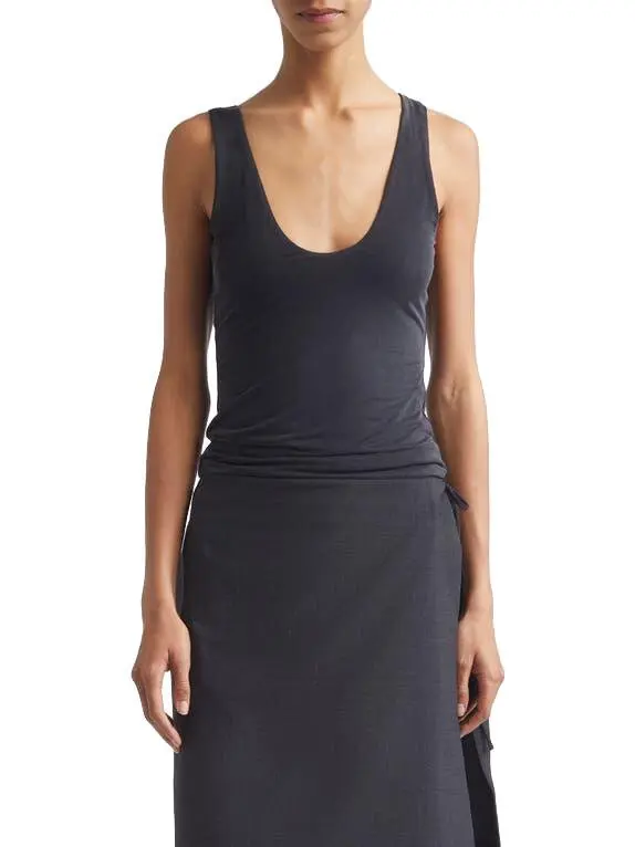 ST. AGNI Cupro Jersey Low Scoop Top - Black