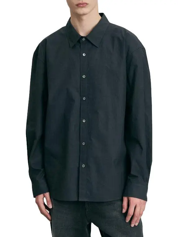 DUNST Oversize Cotton Button-up Shirt - Washed Black
