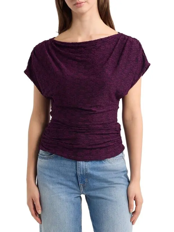 Free People Aura Floral Print Top - Italian Plum