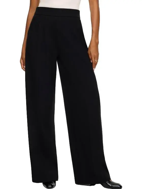 Spanx Pleated Ponte Wide Leg Pants - Classic Black