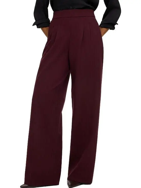 Spanx Pleated Ponte Wide Leg Pants - Fig Noir